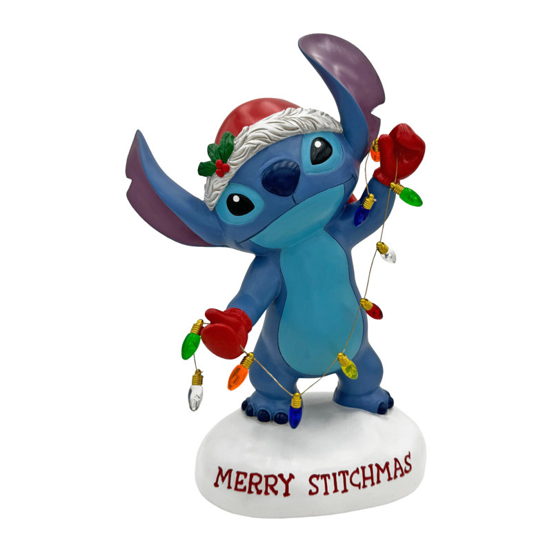 Arlmont & Co. Backyard Glory Disney Stitch Merry Stitchmas Garden Statue, Officially Licensed ...